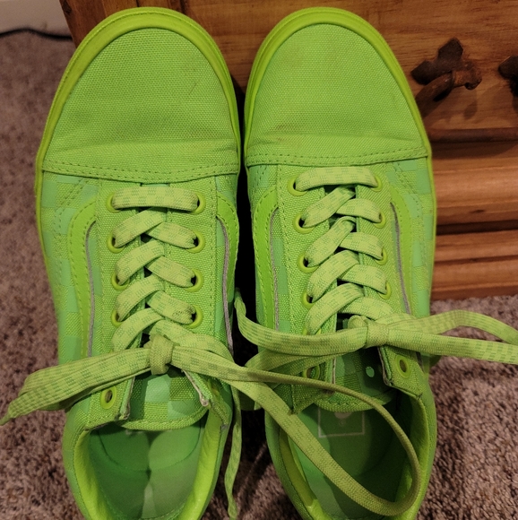 Vans | Shoes | Neon Green Checkered Vans | Poshmark
